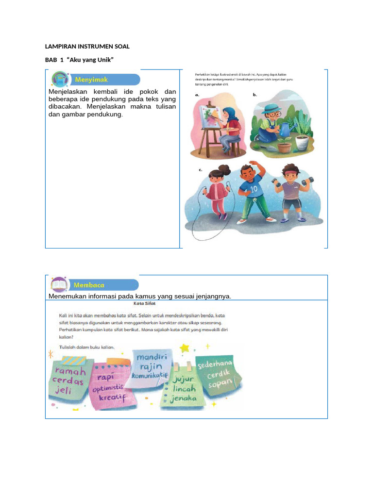 LAMPIRAN INSTRUMEN SOAL rancangan penilaian | PDF