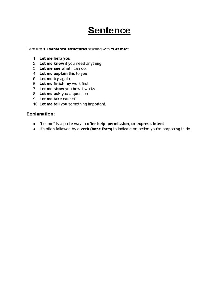 10 "Let Me" Sentence Examples | PDF