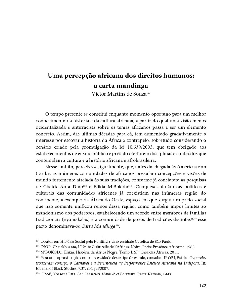 A Carta Mandinga e os Direitos Humanos | PDF | Império Romano | África