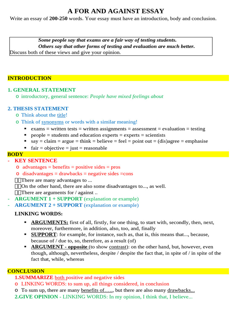 For-and-Against-essay | PDF | Essays | Argument