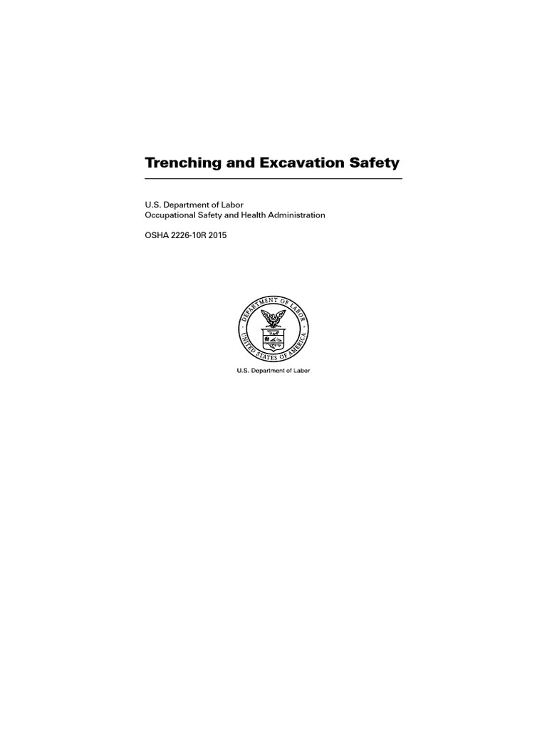 OSHA Trenching and Excavation Safety Guide | PDF | Occupational Safety ...