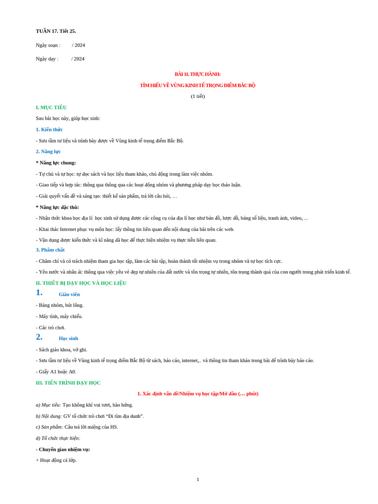 Lsđl 9- Môn Địa 9- Tuần 17- Tiết 25- Bài 11 - cd9 | PDF