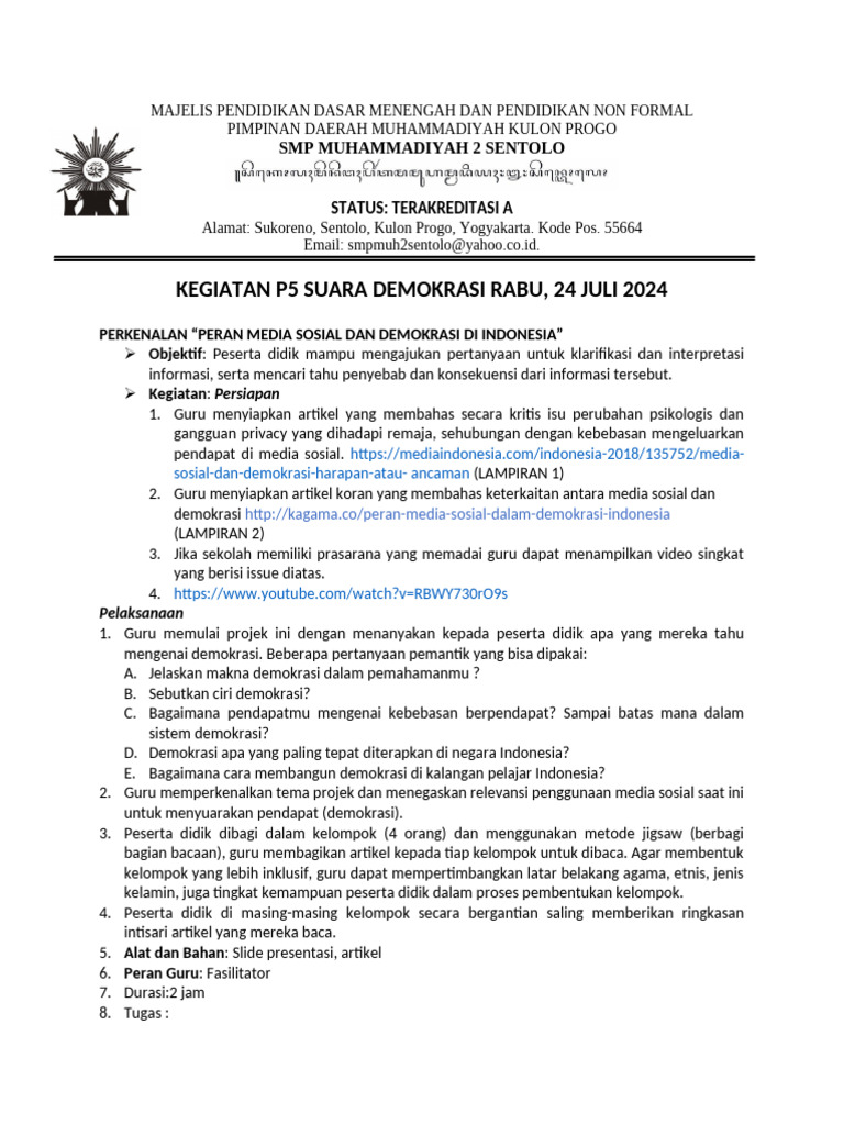 MATERI P5 DEMOKRASI RABU, 24 JUL 2024 | PDF