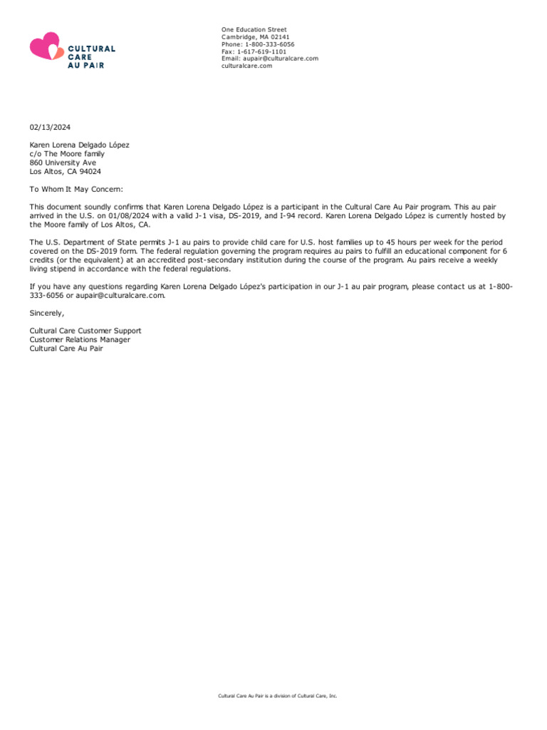 Letter of Program Participation | PDF