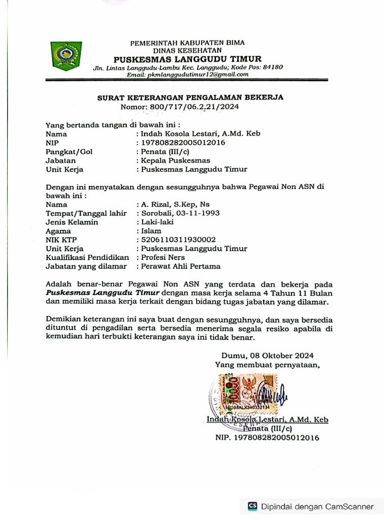 PENGALAMAN KERJA RIJAL | PDF