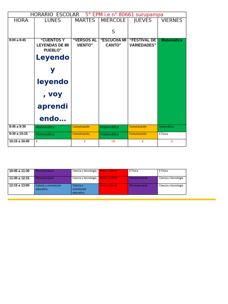 3° Horario Escolar | PDF