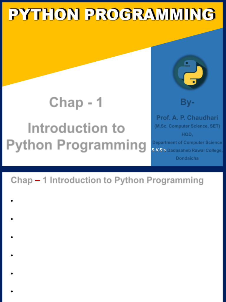 Chap-1 Introduction to Python Programming | PDF | Python (Programming ... Chap-1 Introduction to Python Programming | PDF | Python (Programming ...