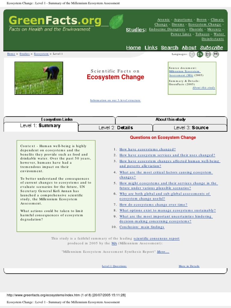 Ecosystem Green Facts | PDF | Ecosystem Services | Ecosystem