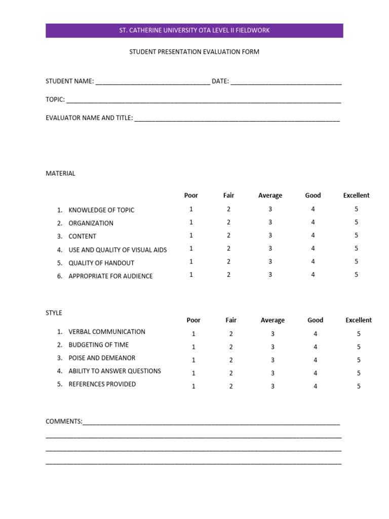 Student Presentation Evaluation Form | PDF