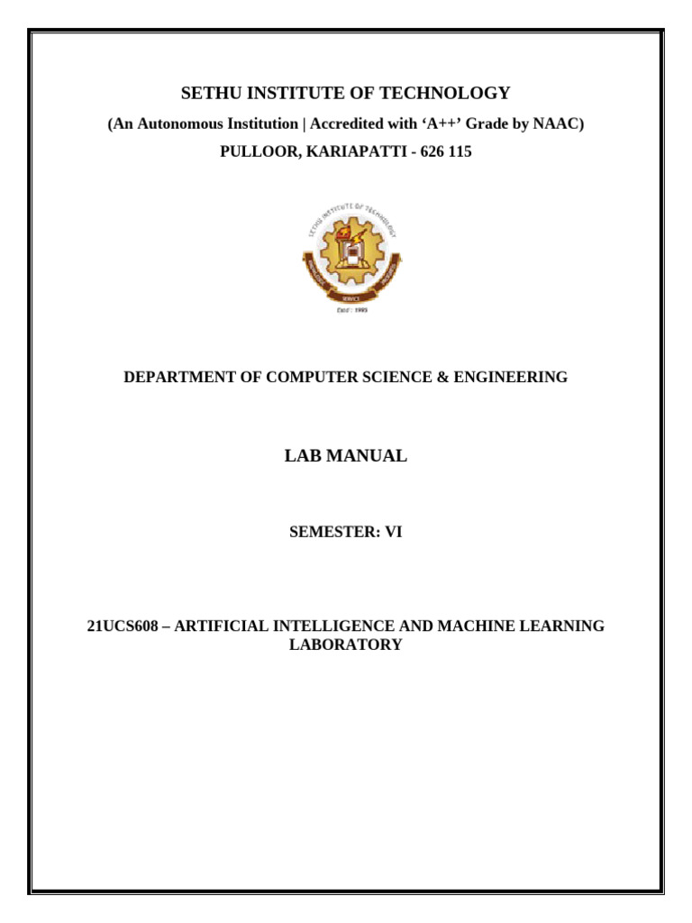 21UCS608 AI&ML Lab Manual (1) | PDF | Machine Learning | Bayesian Network