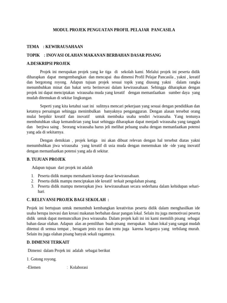 Modul Project Penguatan Profil Pelajar Pancasila | PDF