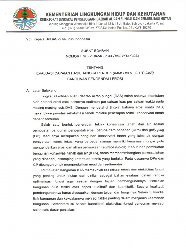 2022 - Se.4 - Pdasrh - Evaluasi Capaian Hasil Jangka Pendek Bangunan Pengendali Erosi | PDF