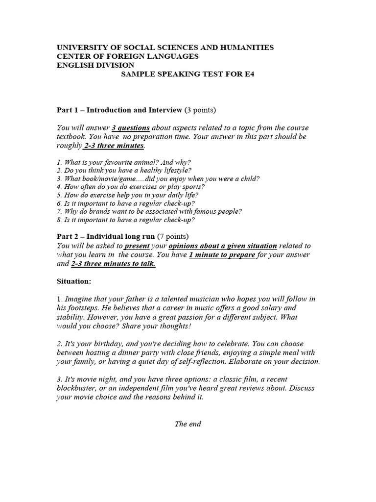 English Speaking Test Guide | PDF