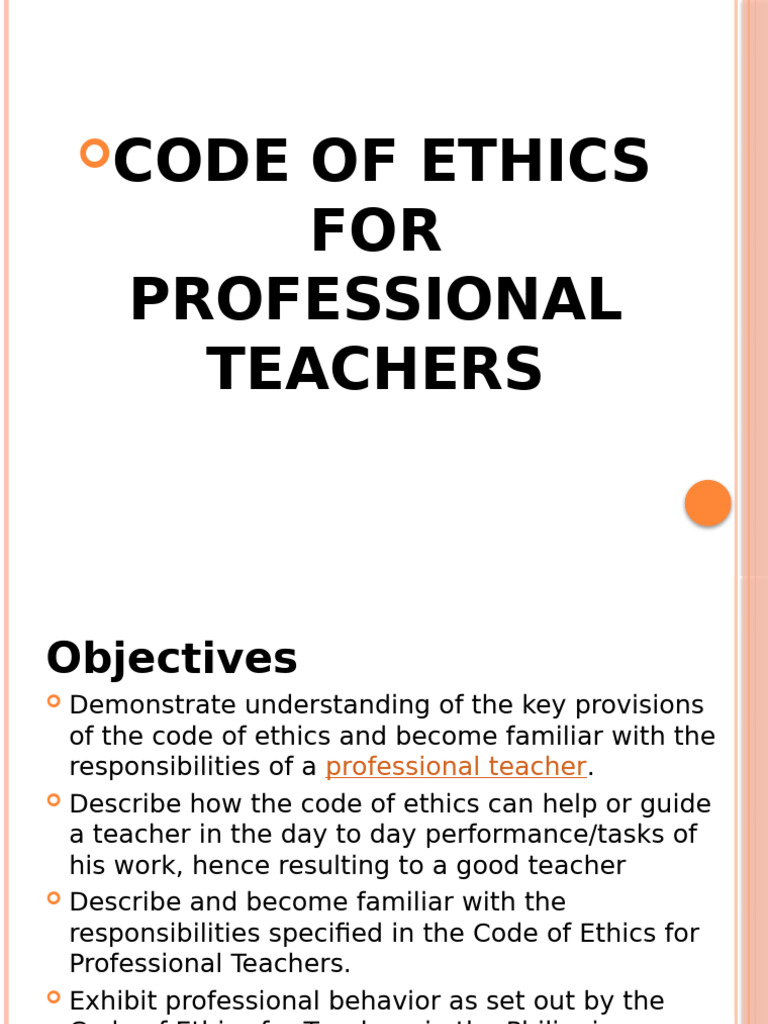 Code of Ethics for Professional Teachers | PDF | Teachers