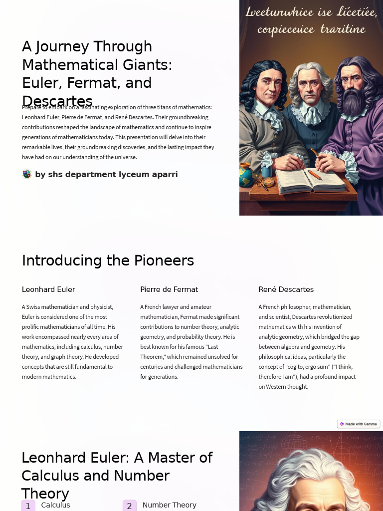 Euler, Fermat, and Descartes' Legacy | PDF | Geometry | Mathematics