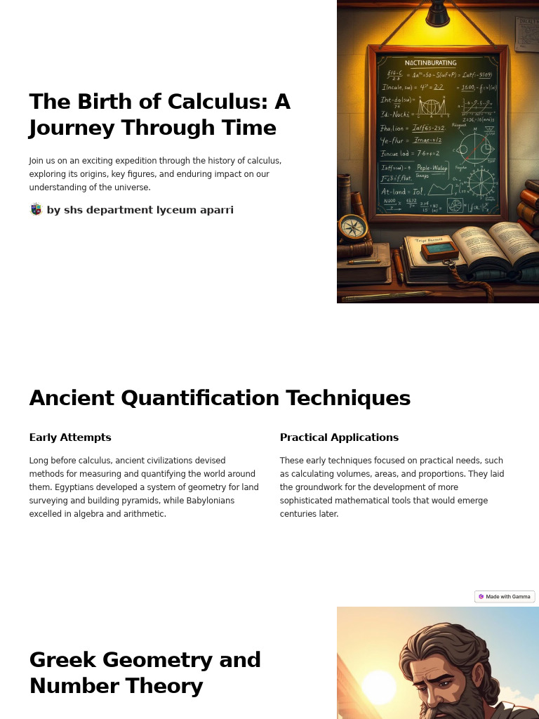 The Birth of Calculus A Journey Through Time | PDF | Calculus | Geometry
