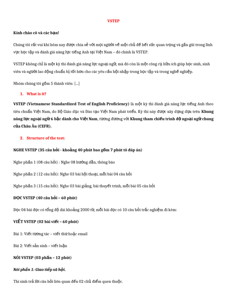 VSTEP | PDF