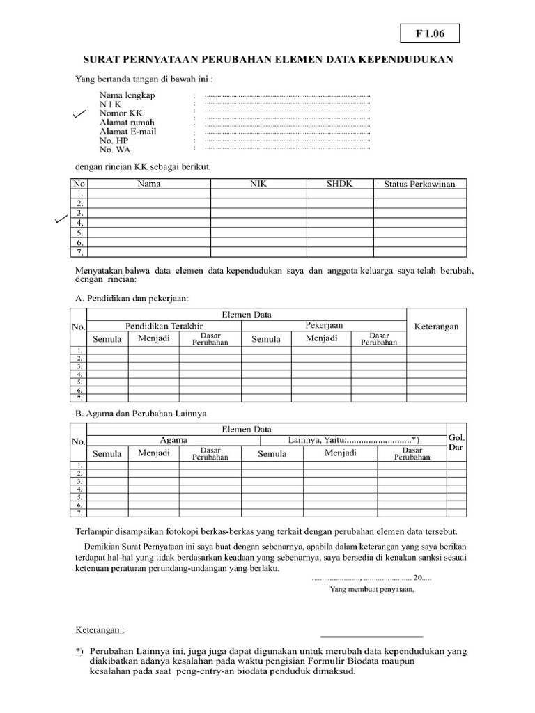 Form F1.06 Conteng | PDF