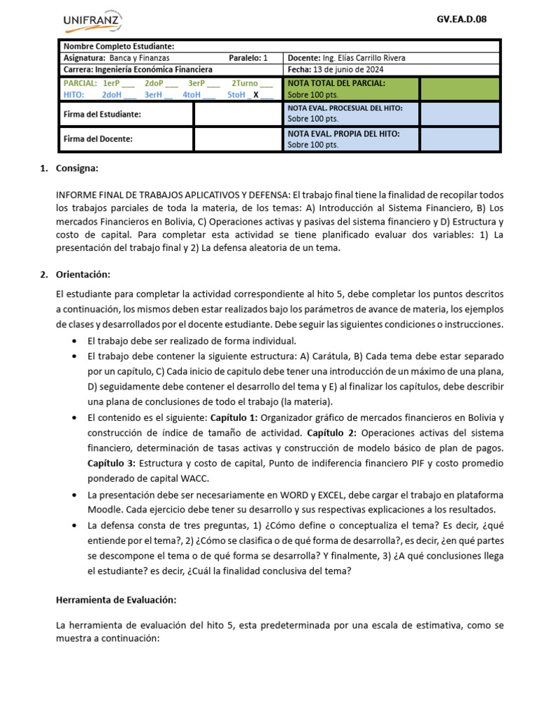 Formato Encabezado Hito 5 | PDF | Economias
