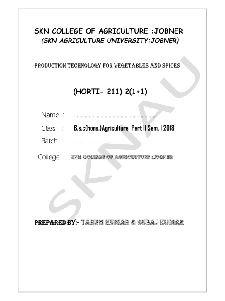 HORTI-211 | PDF | Vegetables | Sowing