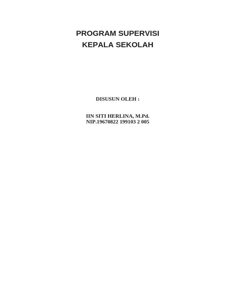 CONTOH PROGRAM SUPERVISI LENGKAP | PDF