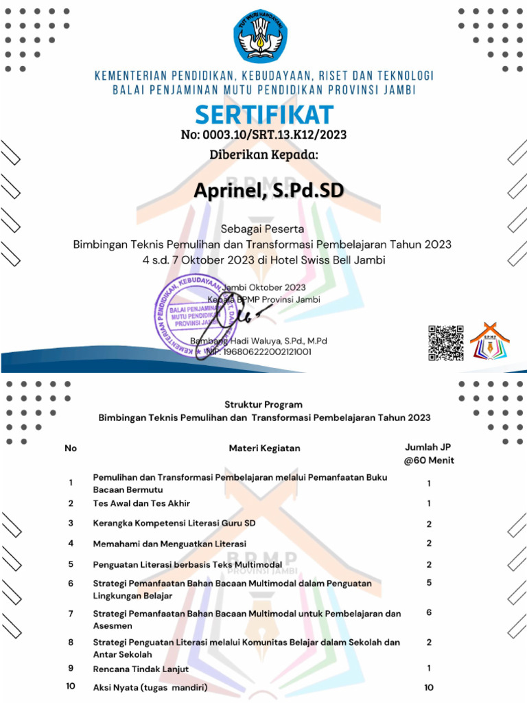 Sertifikat Literasi | PDF