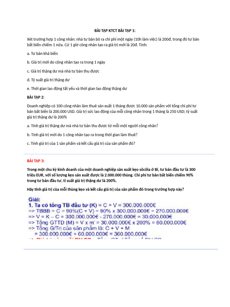 BÀI TẬP KTCT | PDF