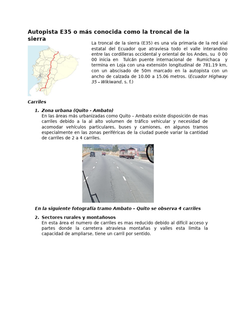 Autopista E35 o más conocida como la troncal de la sierra | PDF | Infraestructura de transporte ...