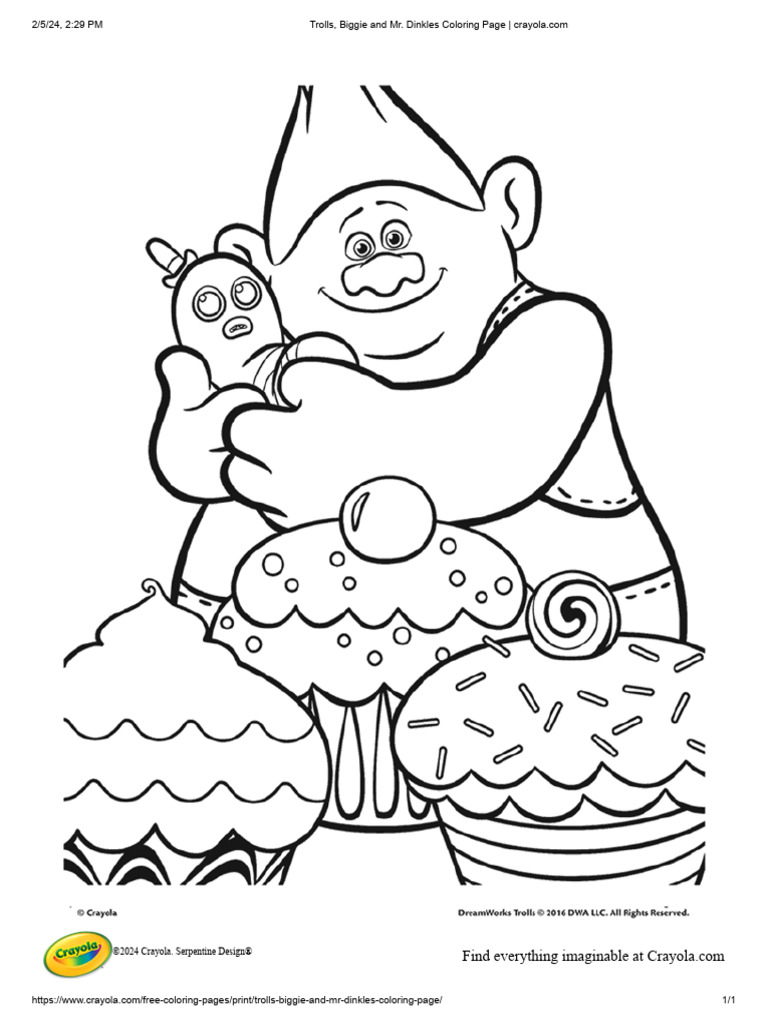 Trolls, Biggie and Mr. Dinkles Coloring Page | PDF