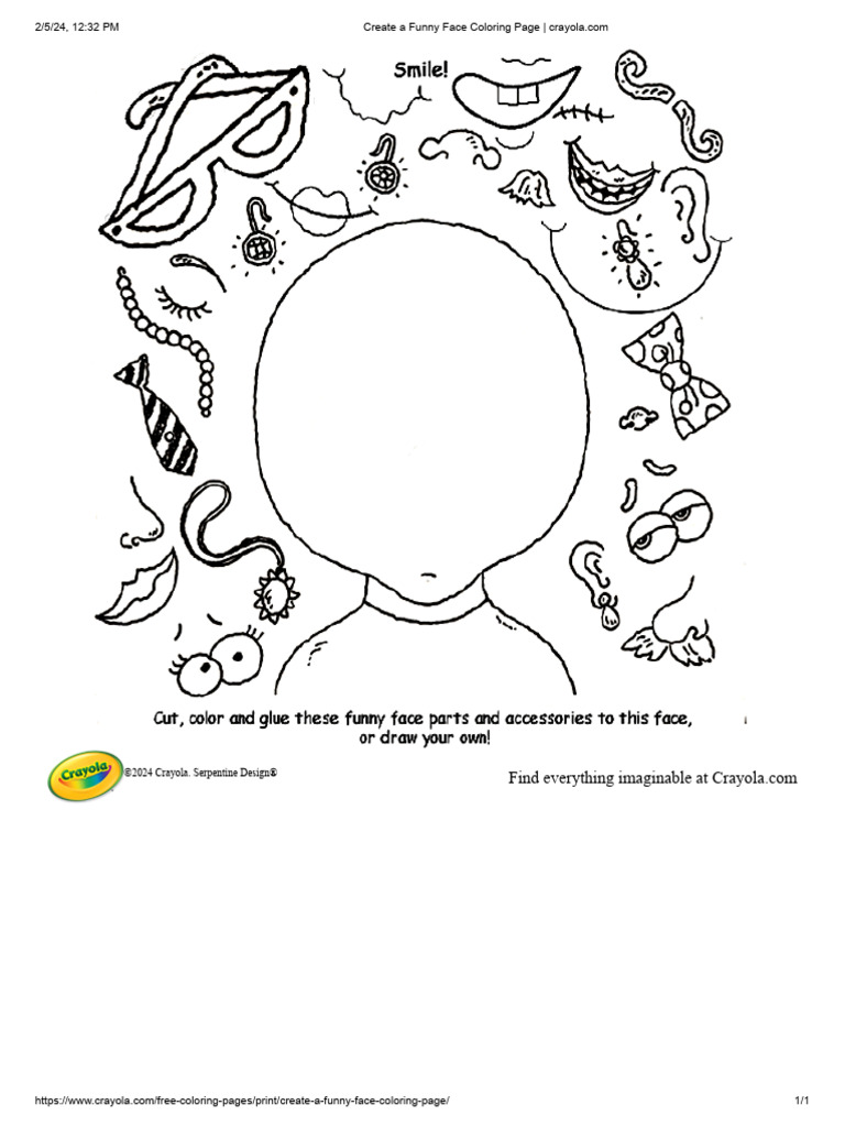 Create a Funny Face Coloring Page _ Crayola.com | PDF