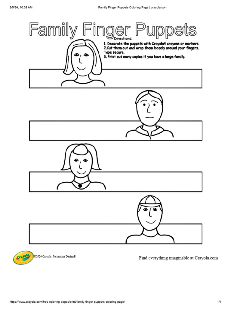 Family Finger Puppets Coloring Page | PDF