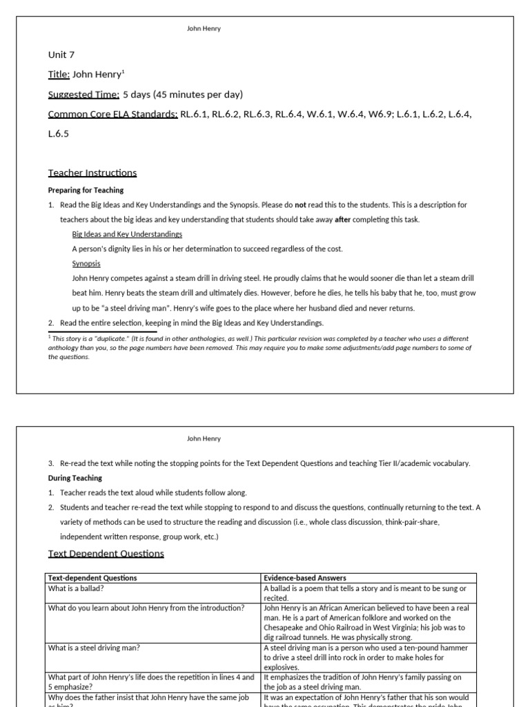 John Henry: Man vs. Machine Tale | PDF