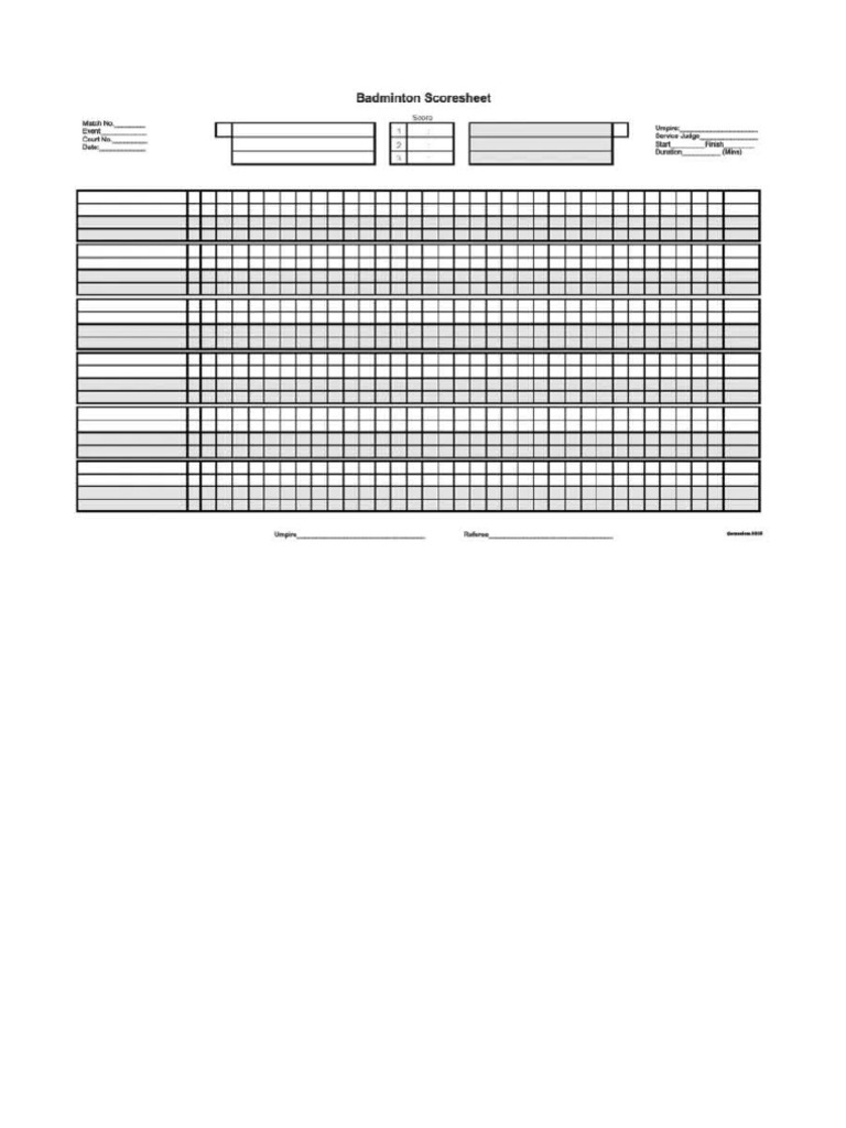 Badminton Scoresheet | PDF