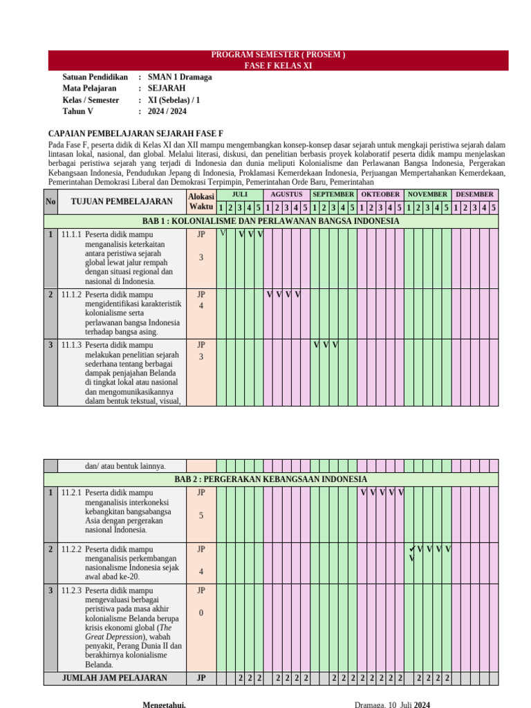 Prosem Sejarah Xi Baru 2425 | PDF