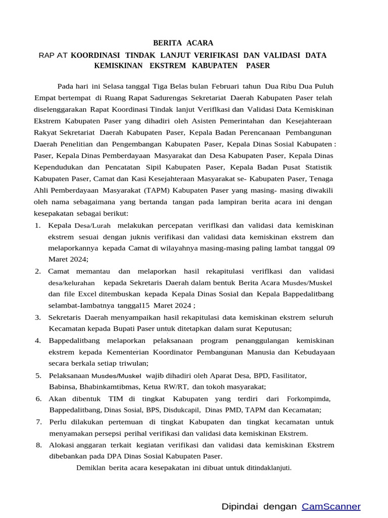 BA Rakor Tindak Lanjut Verval P3KE | PDF