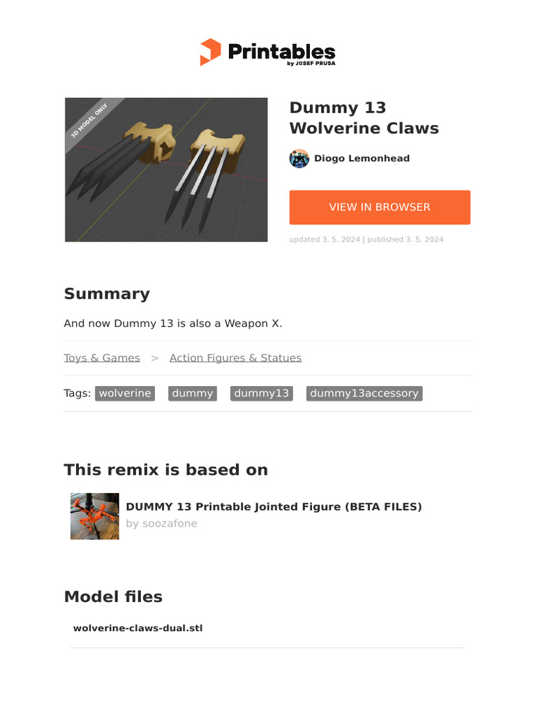 Dummy 13 Wolverine Claws | PDF