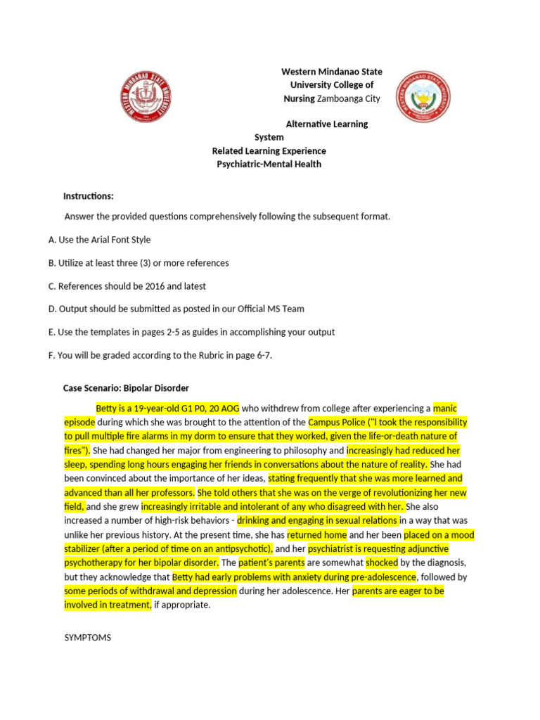 Bipolar Disorder Mse & Drug Study | PDF | Olanzapine | Risperidone