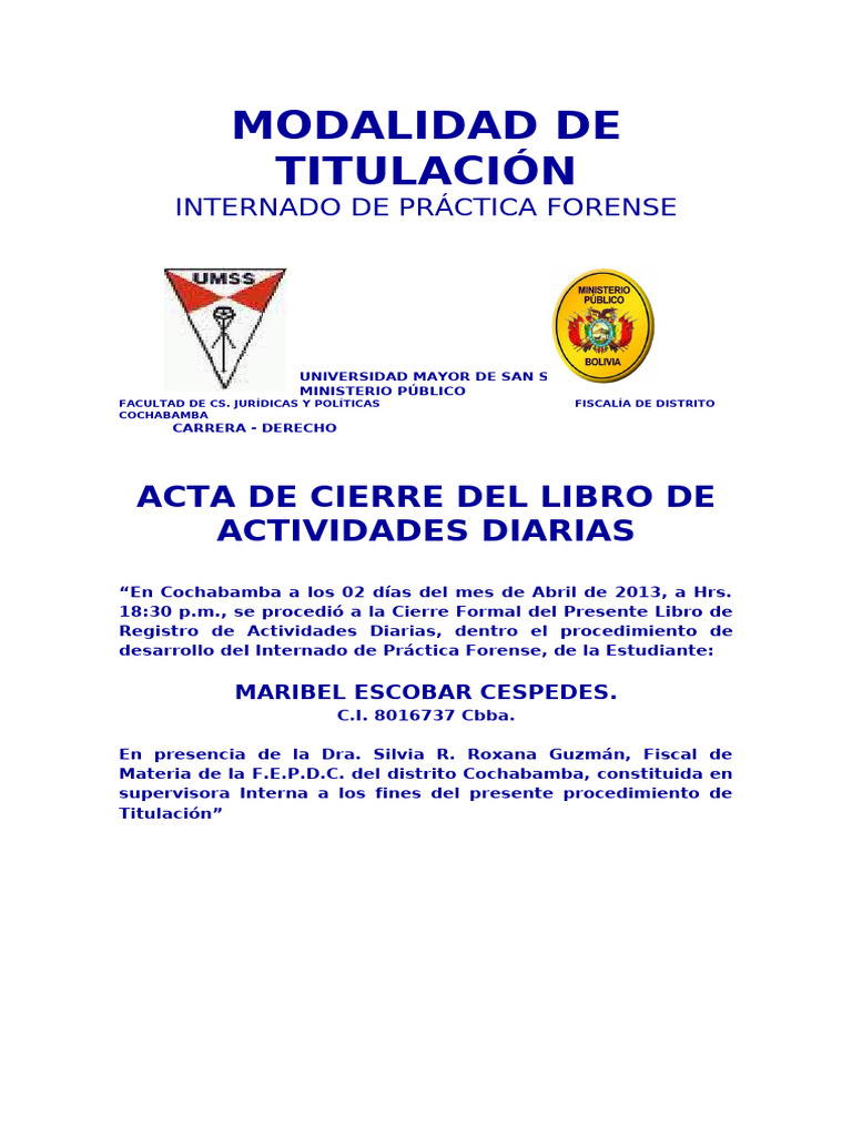 Acta de Cierre | PDF