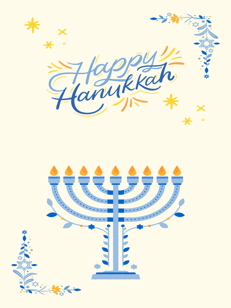 Blue and Yellow Minimalist Hanukkah Social Media Post | PDF