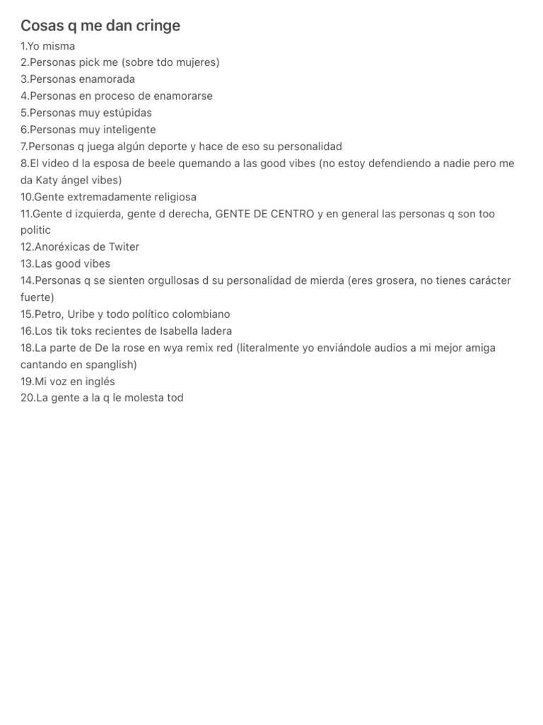 Cosas Q Me Dan Cringe | PDF