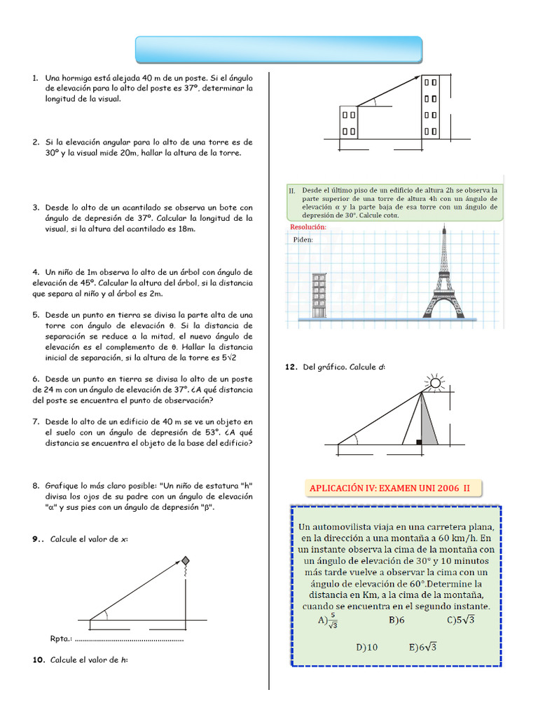 TALLER VIRTUAL 5C-ANGULOS DE ELEVACION-F | PDF