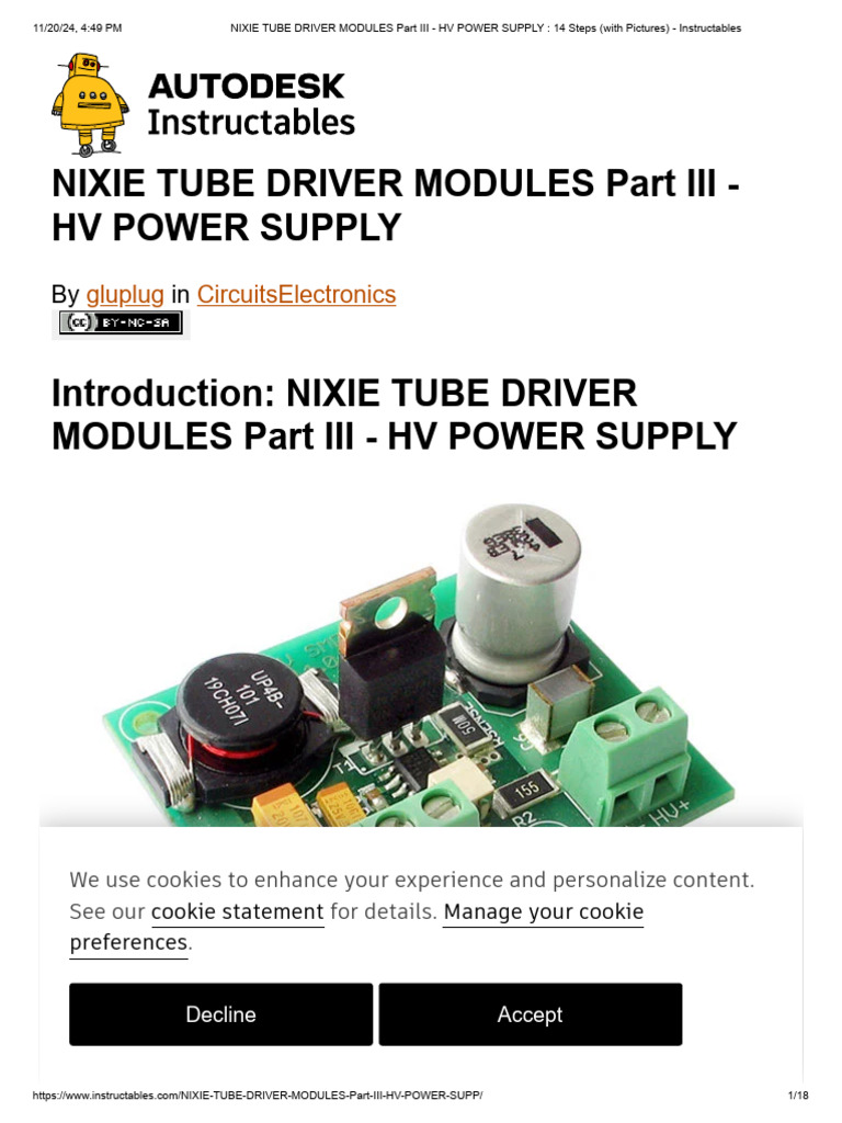 NIXIE TUBE DRIVER MODULES Part III - HV POWER SUPPLY - 14 Steps (With ...