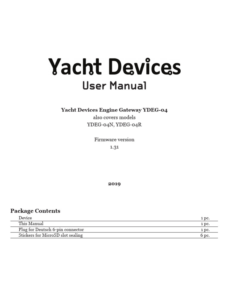 Yacht Devices Engine Gateway YDEG-04 Manual | PDF | Electrical ...