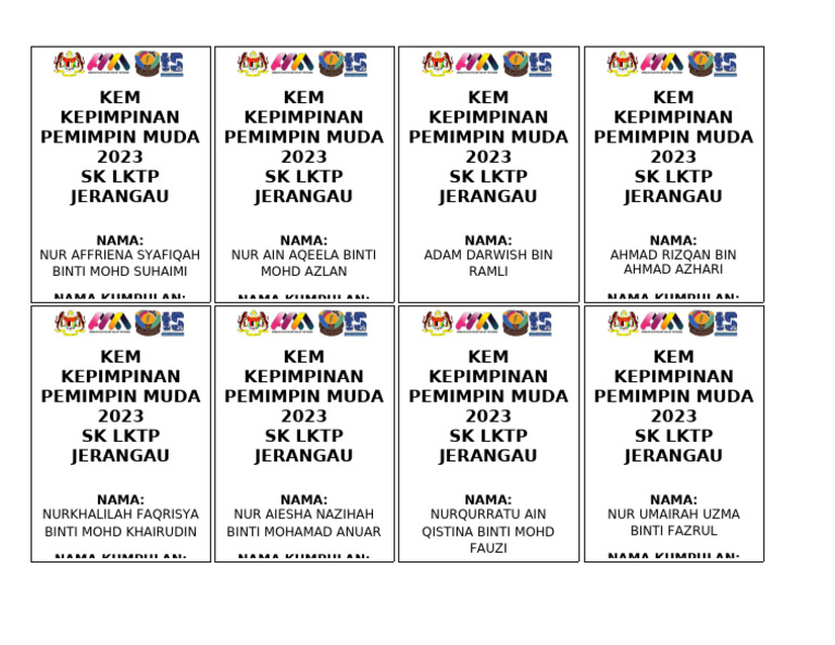 Id Card Kem Kepimpinan Pemimpin Muda 2023 | PDF