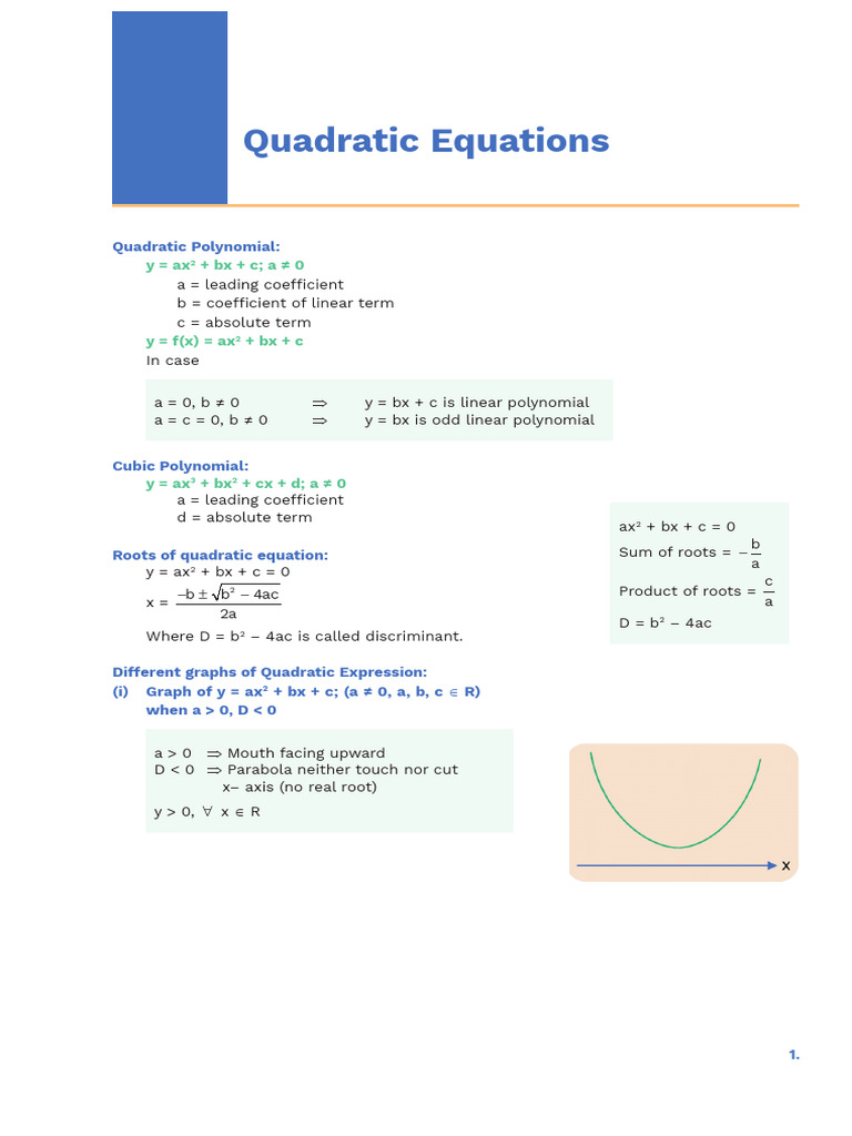 81251 UA -002 Quadratic Equations Lecture Notes | PDF | Quadratic ...