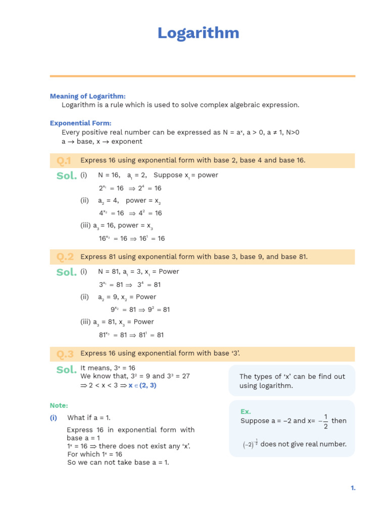UA-007 Logarithm Lecture Notes | PDF | Exponentiation | Exponential ...