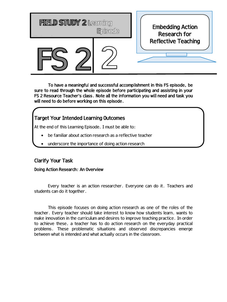 Episode 2_FS2_done | PDF | Teachers | Action Research