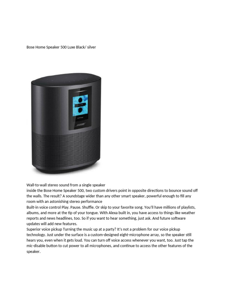 Bose Smart Speaker | PDF