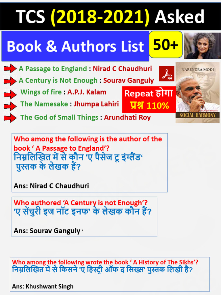 TCS Asked: Book & Authors List | PDF
