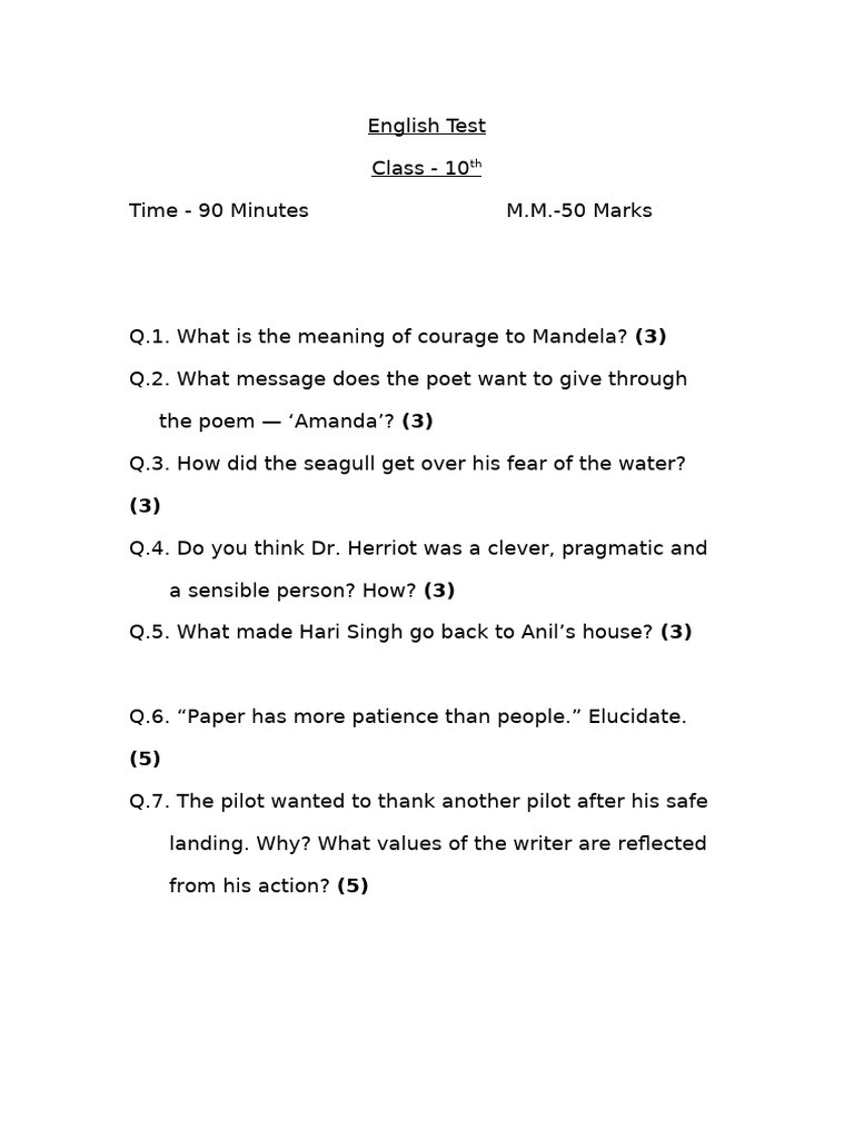 Grade 10 English Exam Prep | PDF